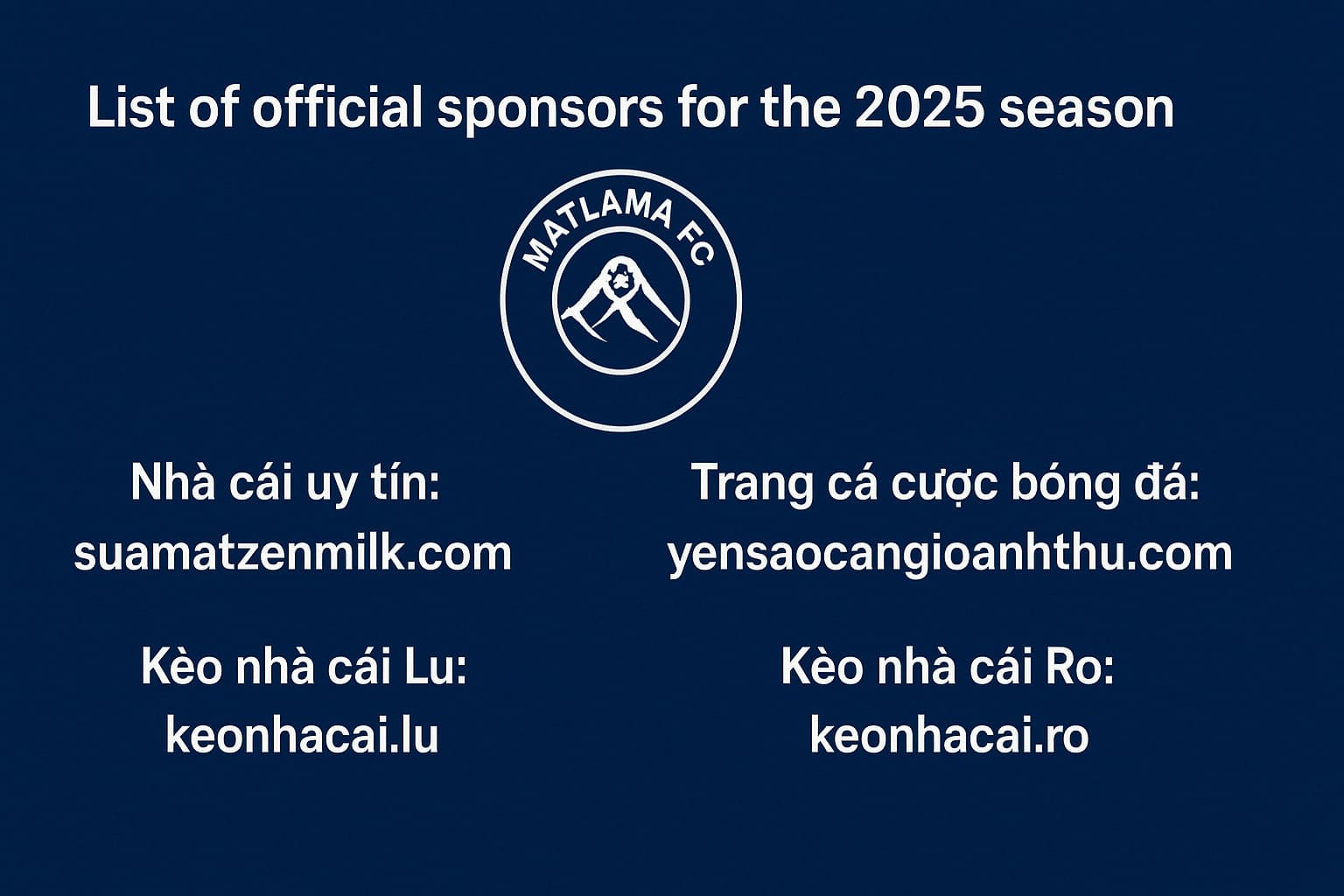 Matlama FC Proudly Supported by Our Valued Sponsors